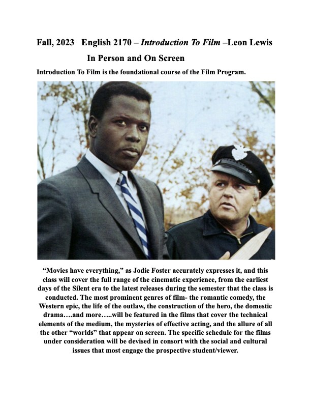 English 2170 – Introduction To Film – Leon Lewis | Department of English