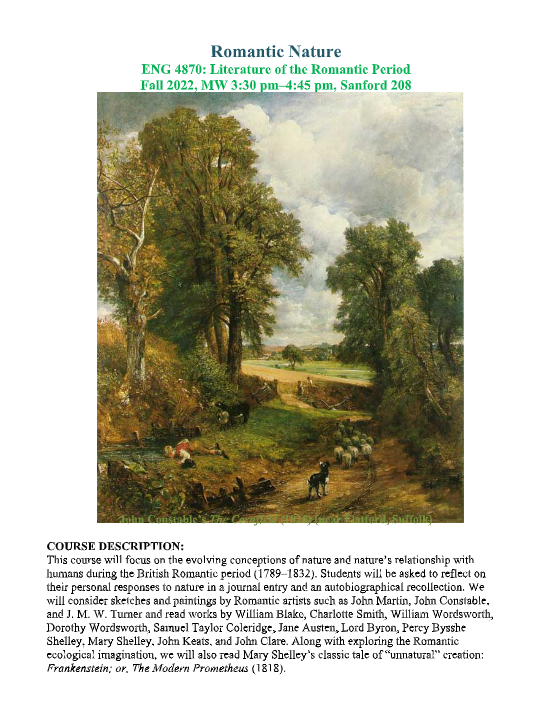 ENG 4870: Literature of the Romantic Period | Department of English